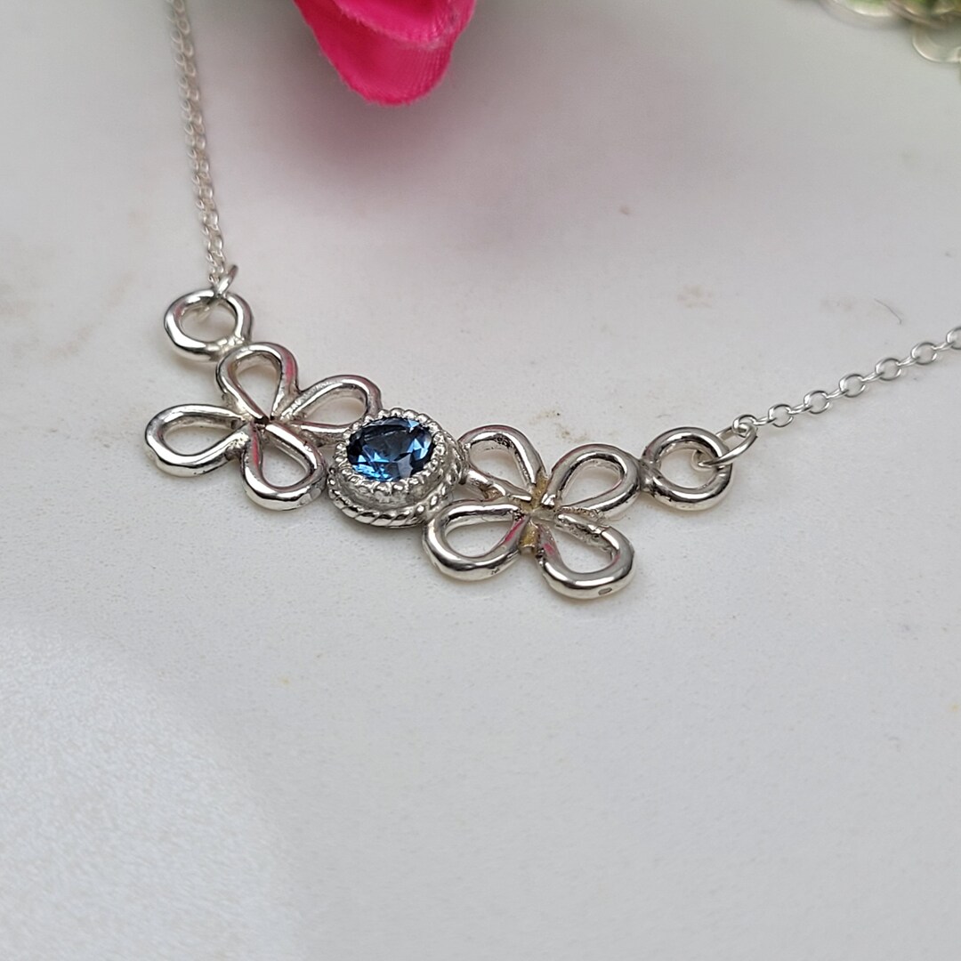 Filigree Necklace, Sterling Silver Blue Necklace, 925 Art Necklace ...