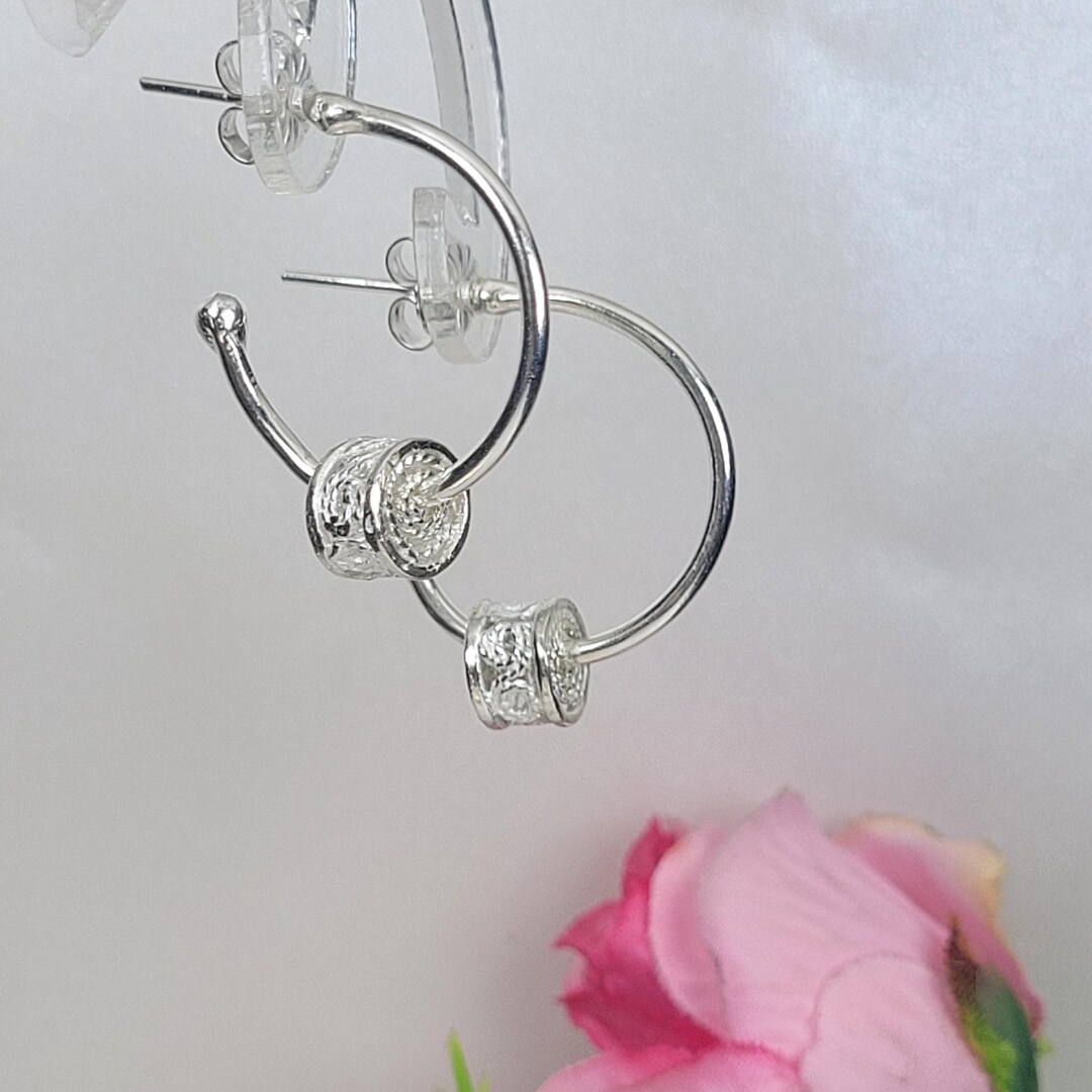 Filigree Earrings, Handmade Hoop Earrings, Charm Silver Earrings, Silver Post Earrings, Boho 925 ...