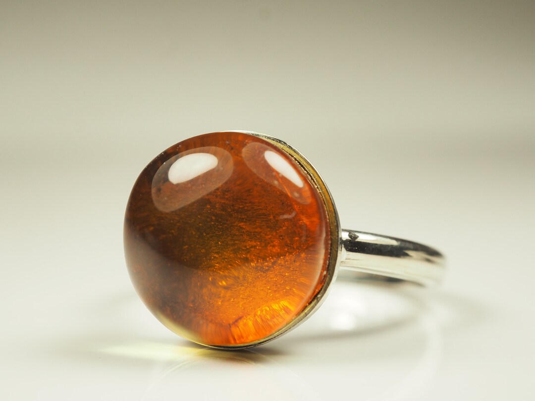 Natural Glossy Cognac Color Genuine Baltic Amber Adjustable Ring 3.2 G ...