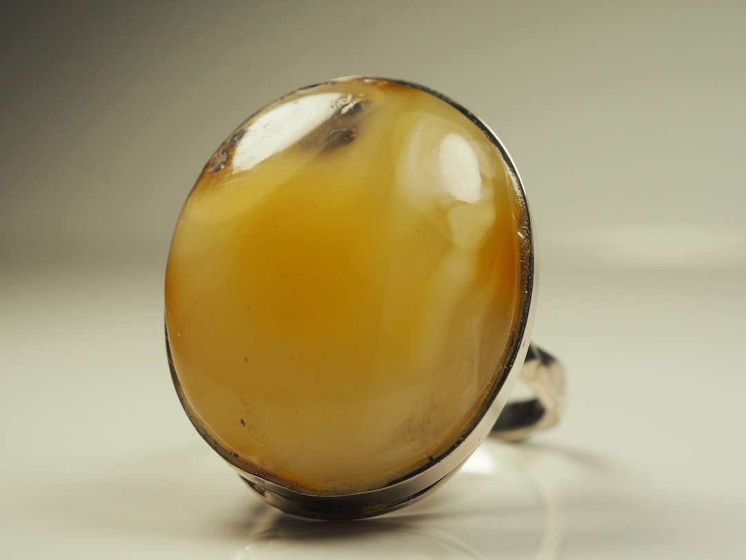 Natural Yellow Color Genuine Baltic Amber Adjustable Ring 5.6 G. - Etsy