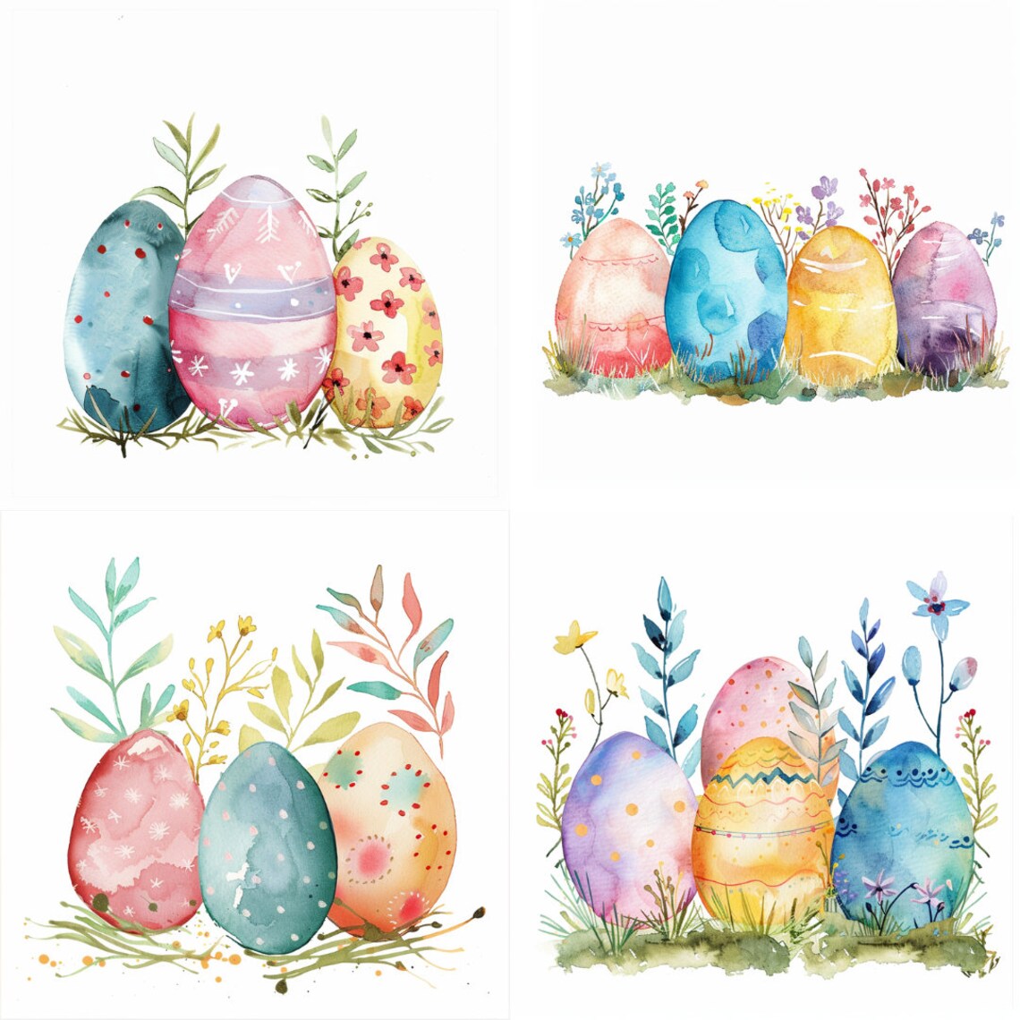 12 Beloved Easter Egg Clipart, Easter Clipart, Printable Watercolor ...