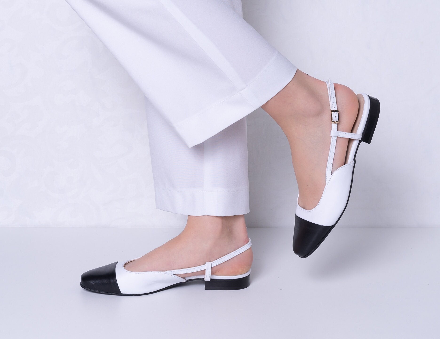 Villa - Black Toe Flats,two-tone Flats,black and White Shoes Villa - Black Toe Flats,two-tone Flats,black and White Shoes