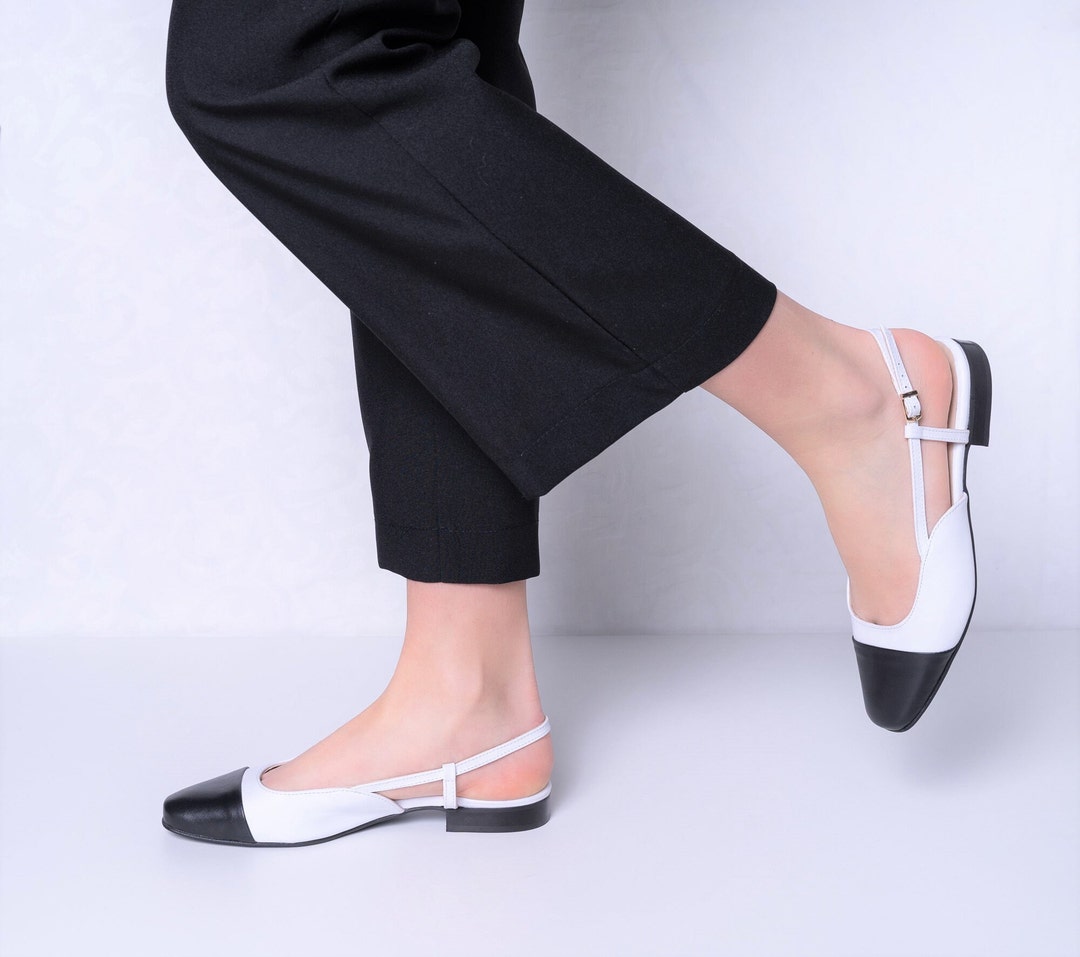 Villa Leather Flats,two-tone Flats,black and White Shoes,leather ...