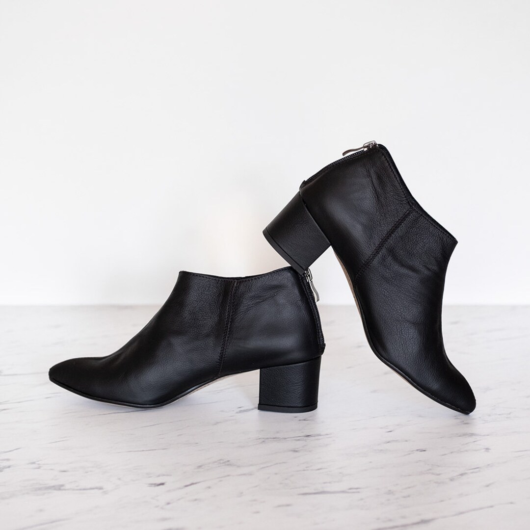 Patri Leather Ankle Boots,women Heel Boots,black Ankle Boots,brown Heel ...