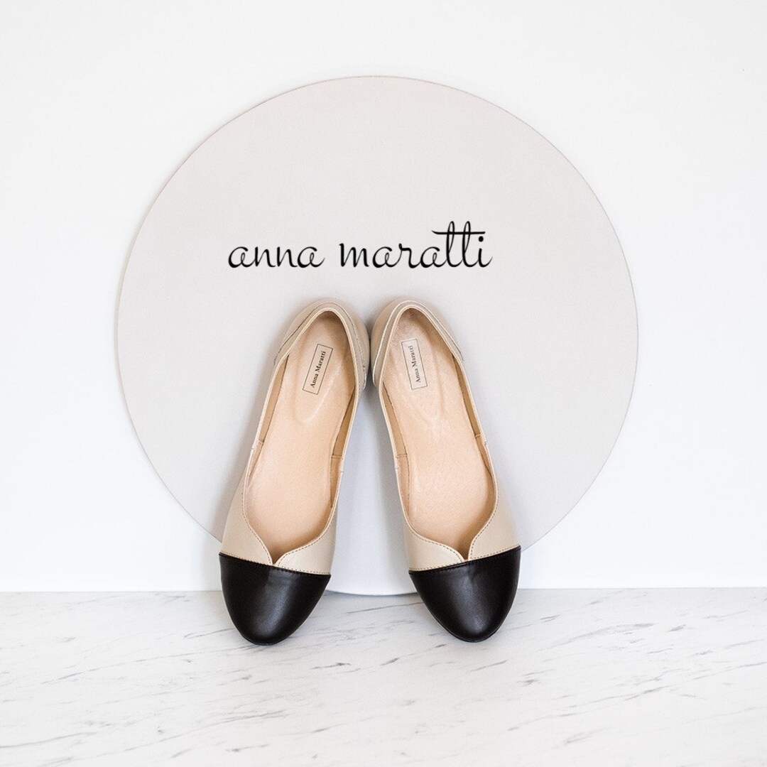 Hella Two-tone Flats,round Toe Flats,beige With Black Shoes,black Toe ...