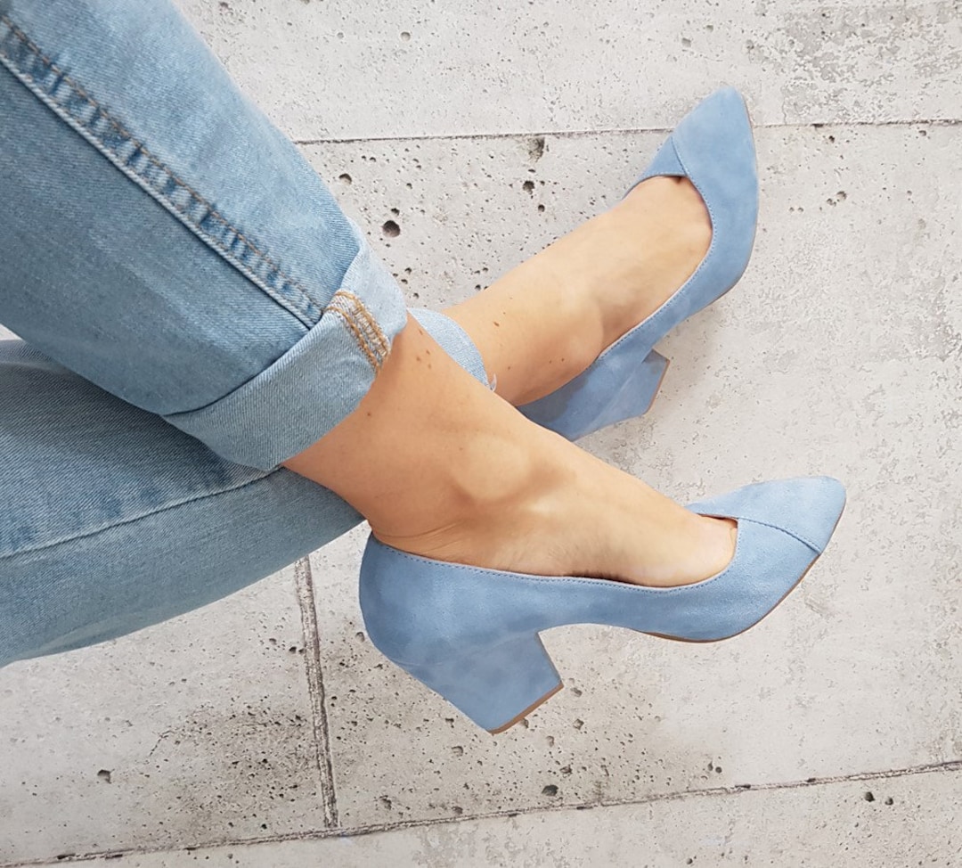 Iga - Size 5 US Ready to Ship, Block Heels,women Shoes,velvet Block ...