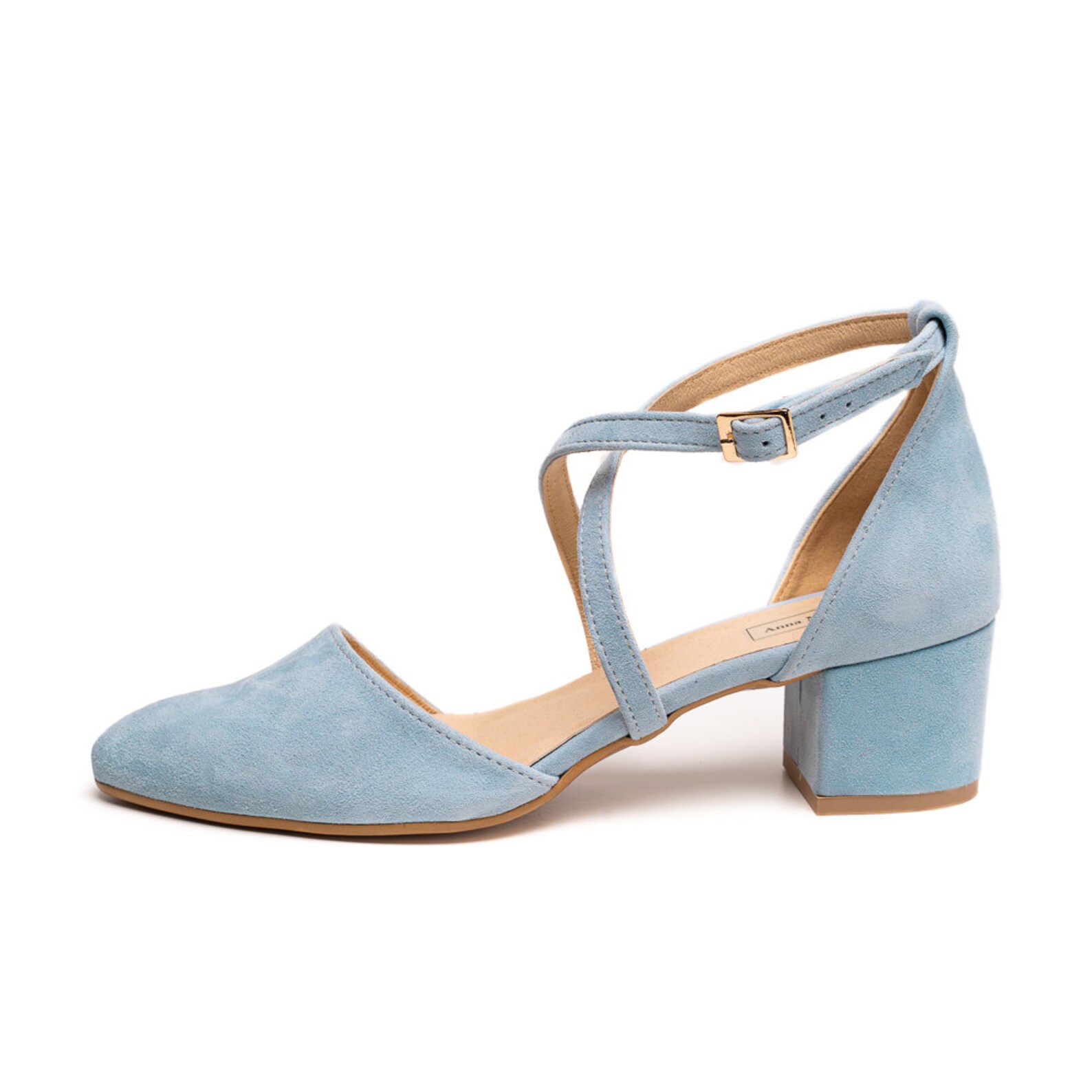 Cari - Sale 9 US Leather Block Heels,wedding Shoes,blue Block Heels ...