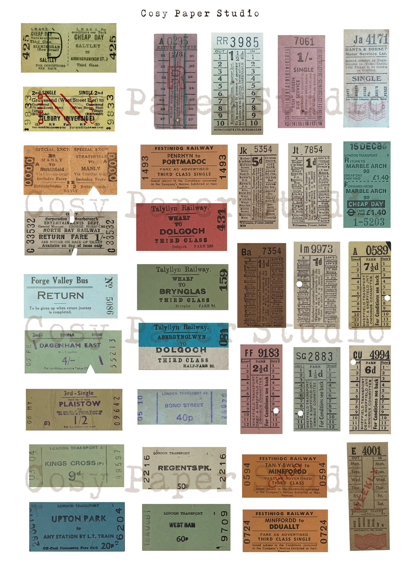 Printable Digital Download Vintage Ticket Collection Ephemera Pack ...