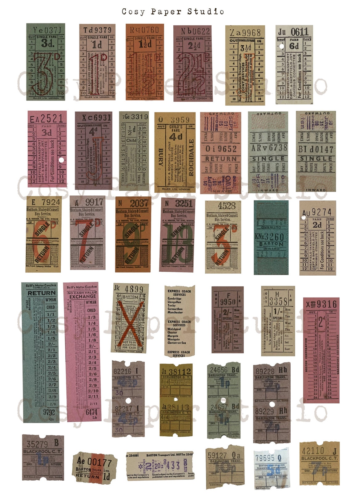 Printable Digital Download Vintage Ticket Collection Ephemera Pack ...