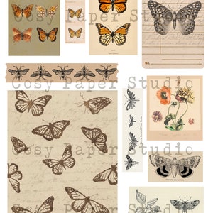 Printable Digital Download Vintage Butterfly Ephemera Pack Journaling ...