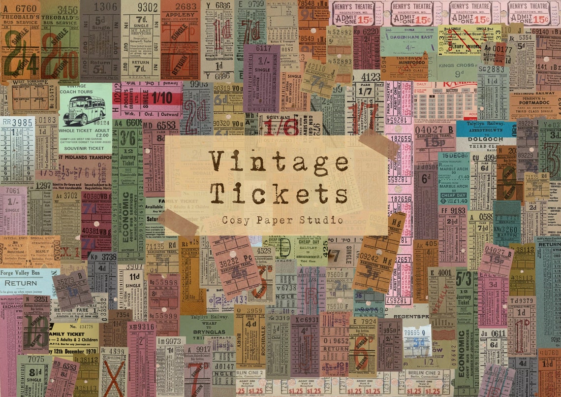 Printable Digital Download Vintage Ticket Collection Ephemera Pack ...