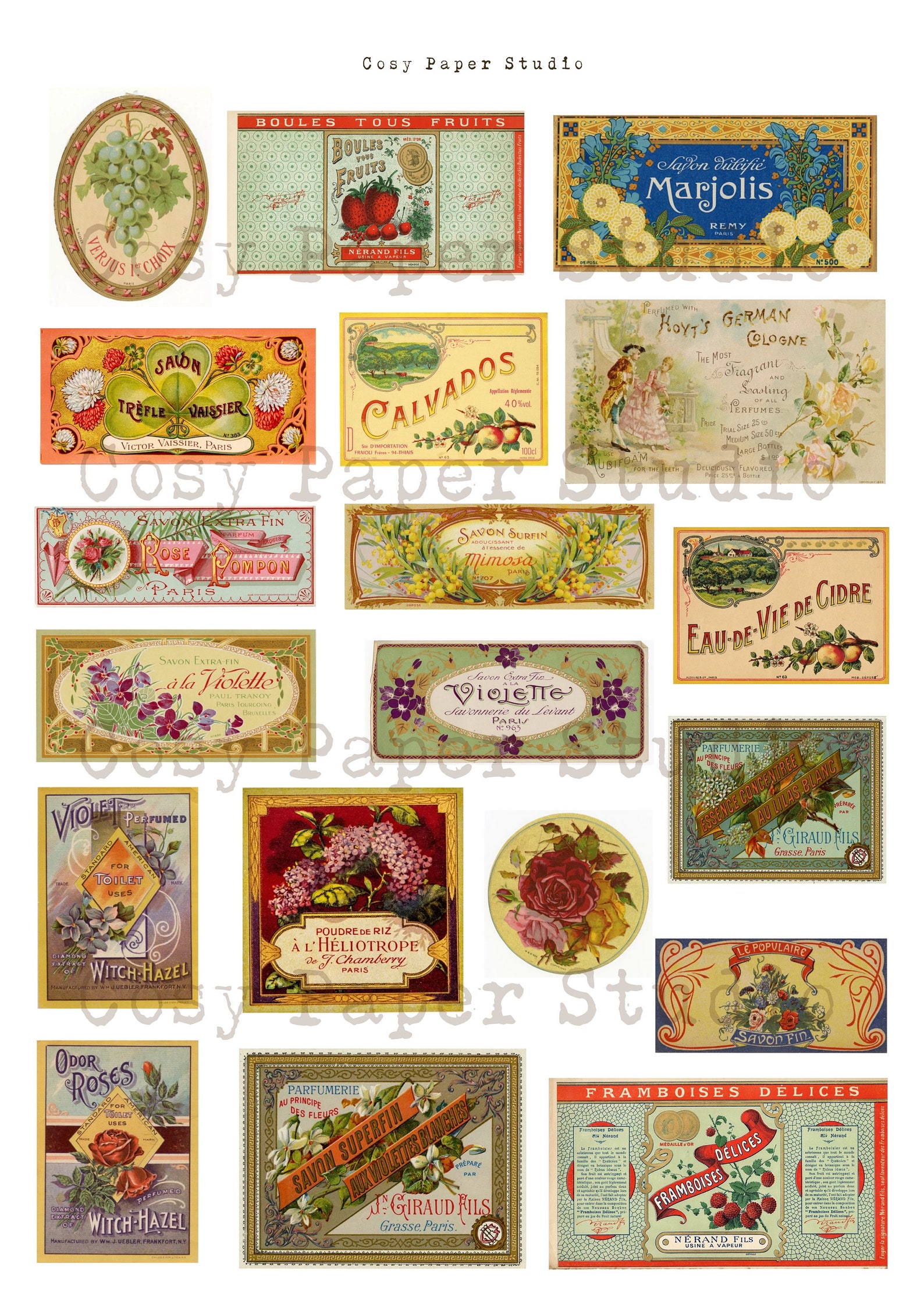 Printable Digital Download Vintage Perfume Label Collection - Etsy