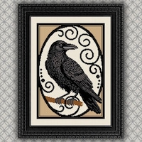 Raven Cross Stitch Pattern 3 Instant PDF Download - Raven Watercolor ...