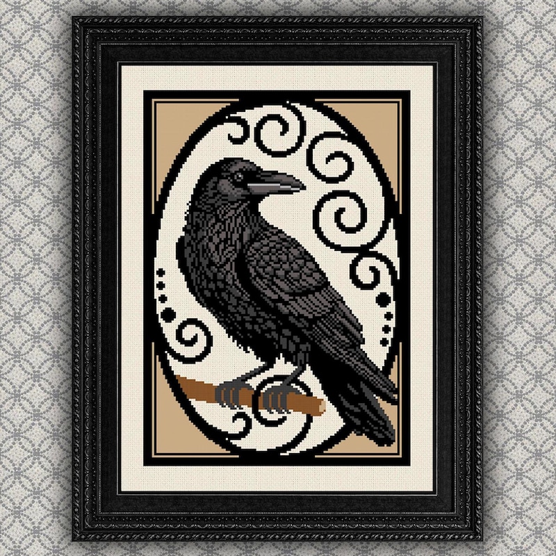 Raven Cross Stitch - Etsy
