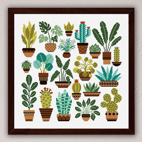Home Plants Cross Stitch Pattern Download PDF Floral Cross - Etsy