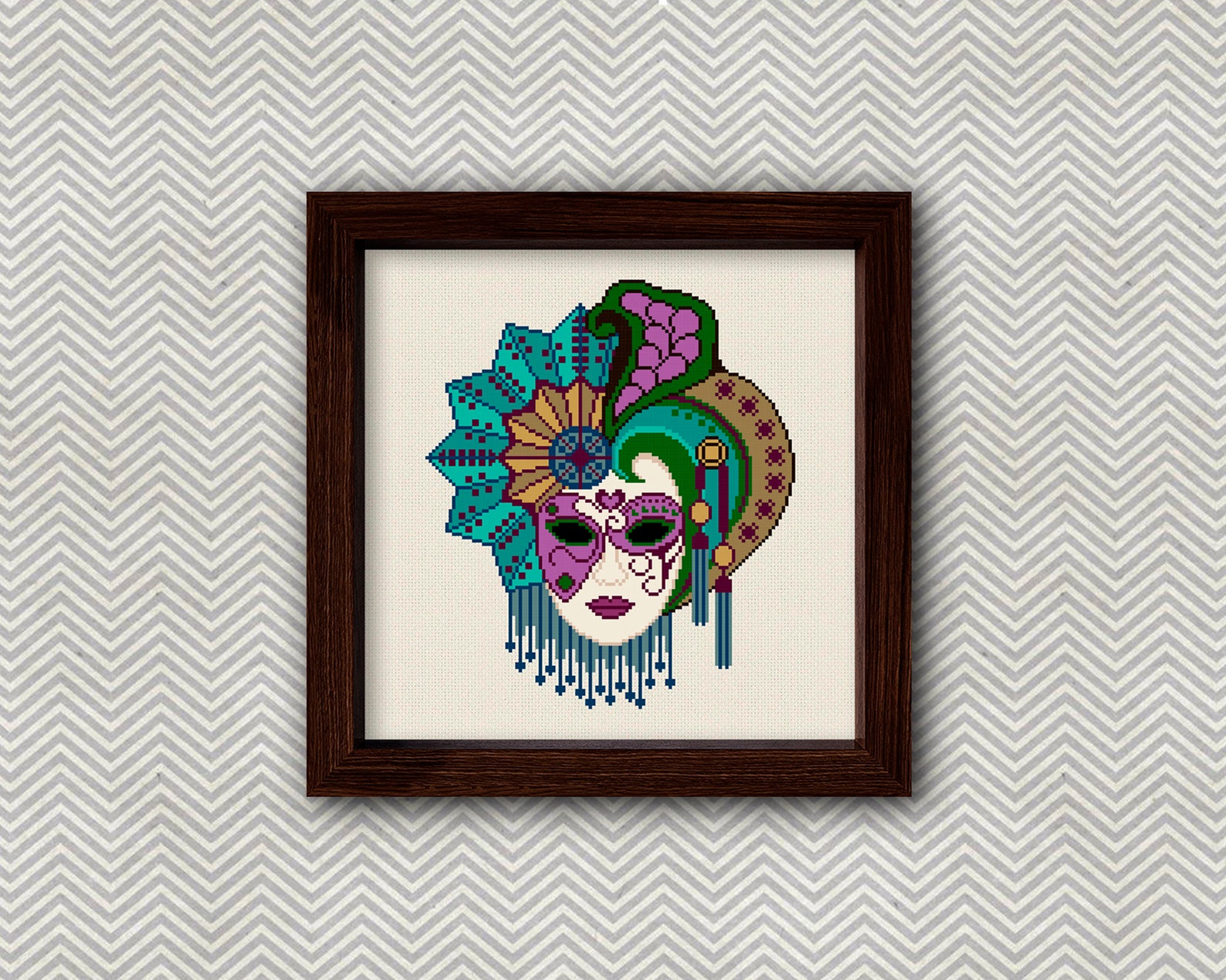 Venetian Mask Cross Stitch Pattern Carnival Cross Stitch | Etsy