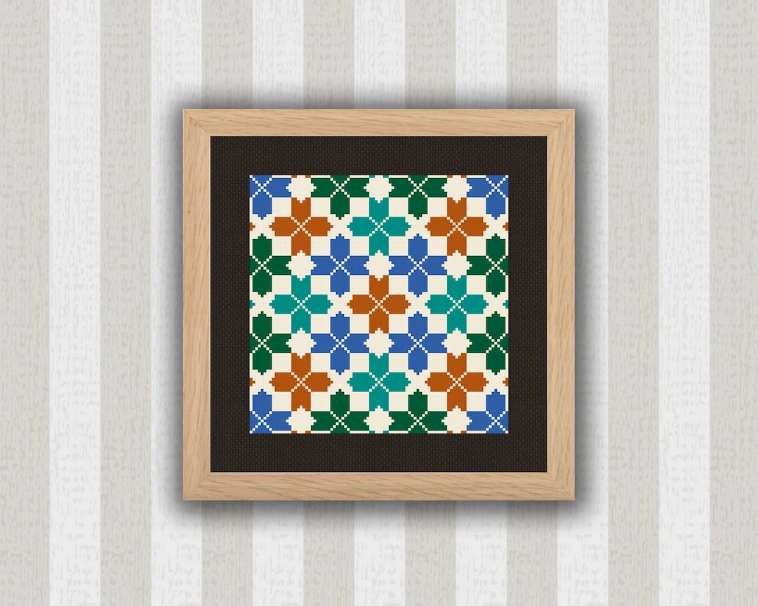 Alhambra Tile Cross Stitch Pattern: Arabic Geometric Art (PDF Pattern ...