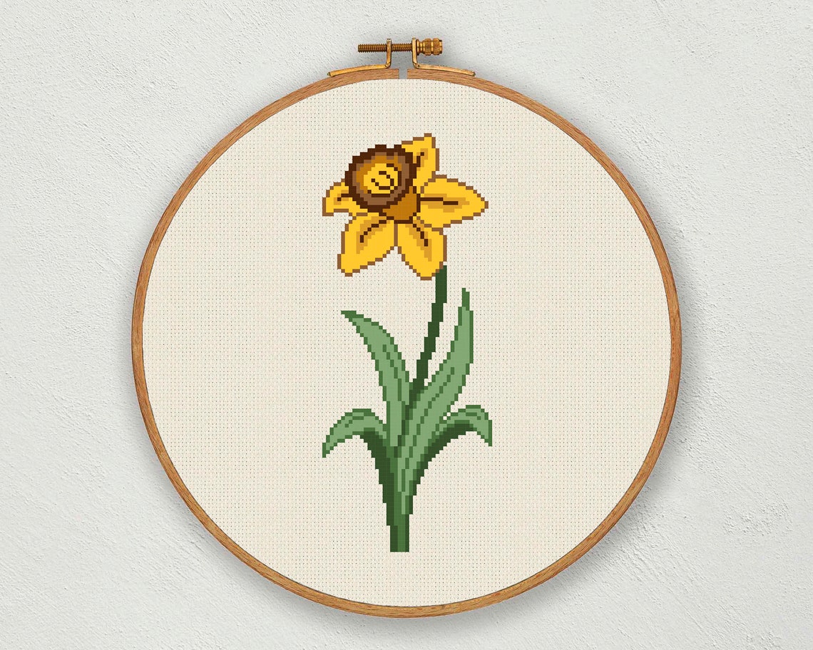 Daffodil Cross Stitch Pattern March Birth Flower Cross Stitch - Etsy