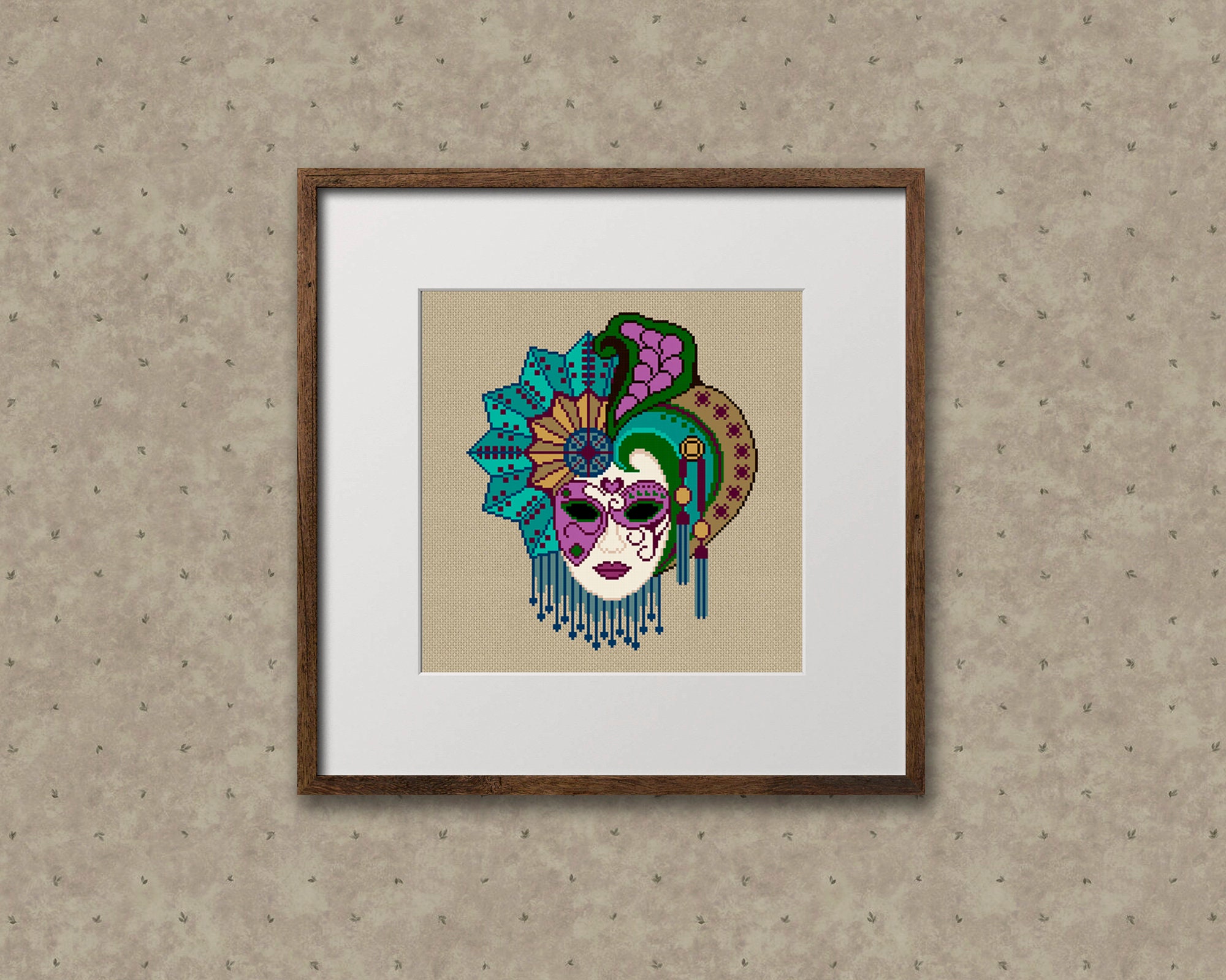Venetian Mask Cross Stitch Pattern Carnival Cross Stitch | Etsy