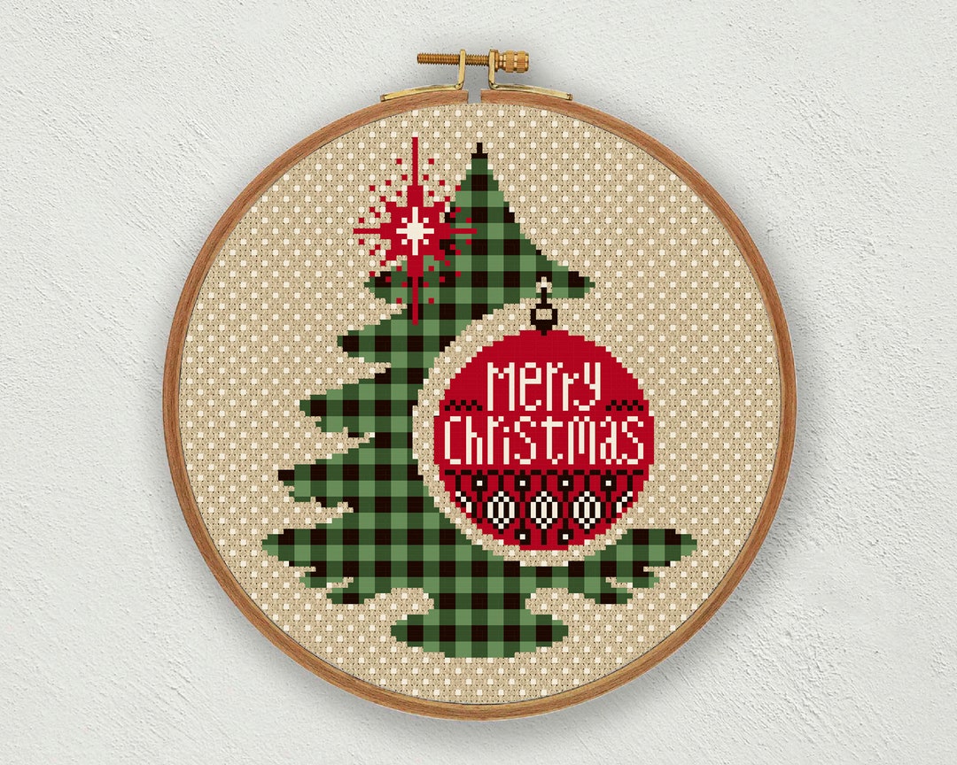 Christmas Tree Plaid Cross Stitch Pattern: Holiday Ornament (PDF ...