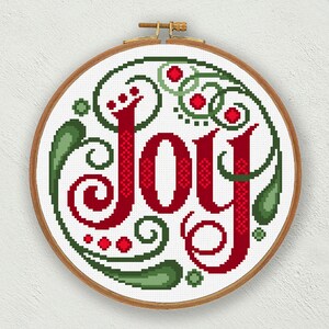 Christmas Joy Cross Stitch Pattern: Holiday Wreath Embroidery (PDF Pattern) - Etsy