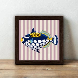 Clown Triggerfish Cross Stitch Pattern: Tropical Fish Embroidery (PDF ...