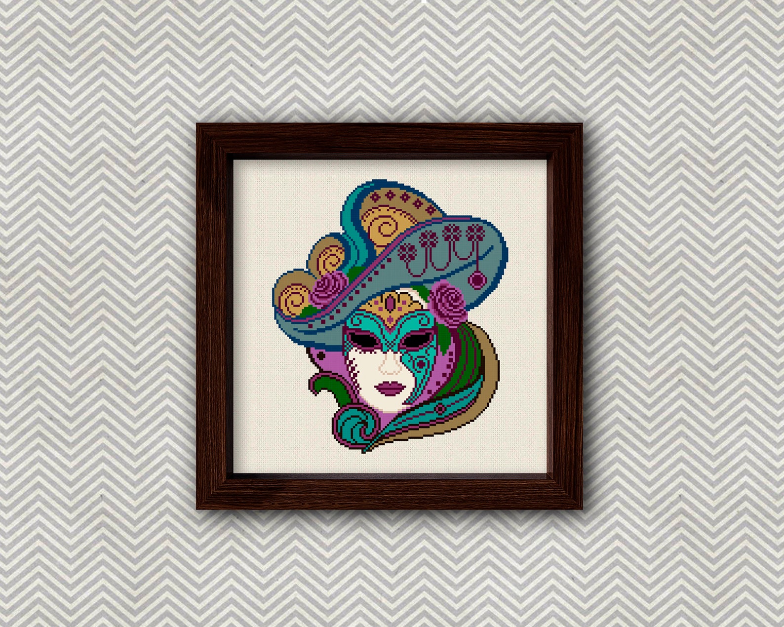Venetian Mask Cross Stitch Pattern Venice Cross Stitch - Etsy