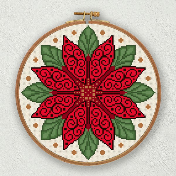 Pointsetta Cross Stitch Pattern - Etsy