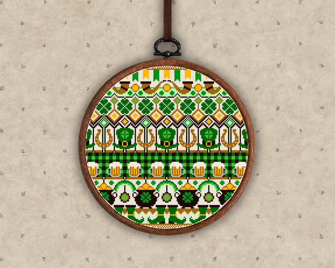 St Patrick's Day Cross Stitch Pattern: Irish Clover Design (PDF ...