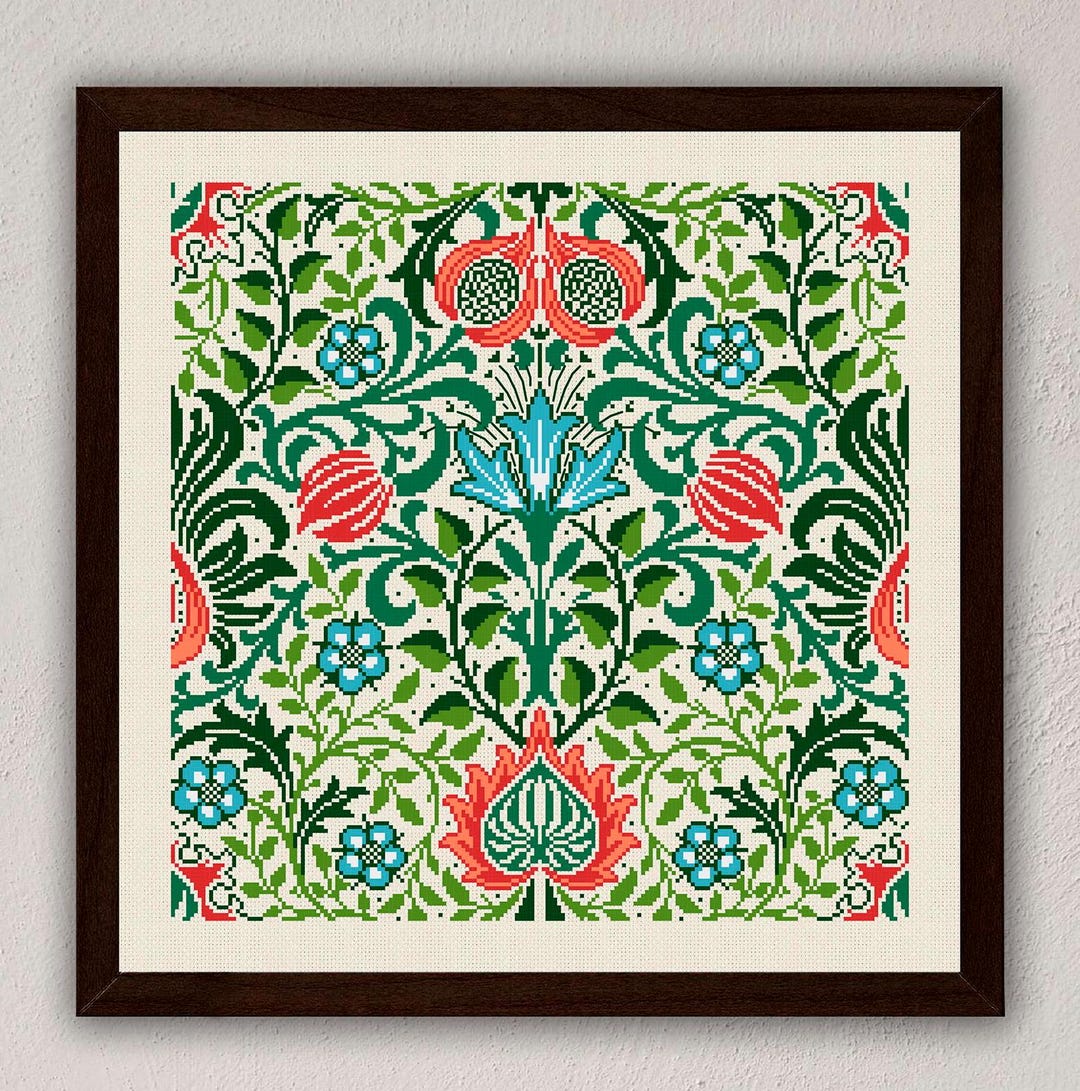 William Morris Cross Stitch Pattern: Persian Textile Design (PDF) - Etsy