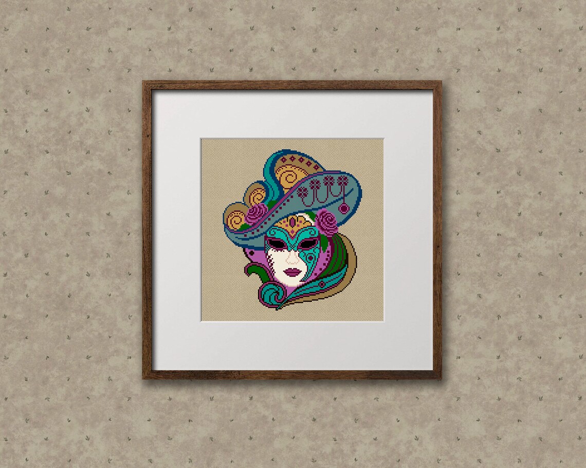 Venetian Mask Cross Stitch Pattern Venice Cross Stitch - Etsy