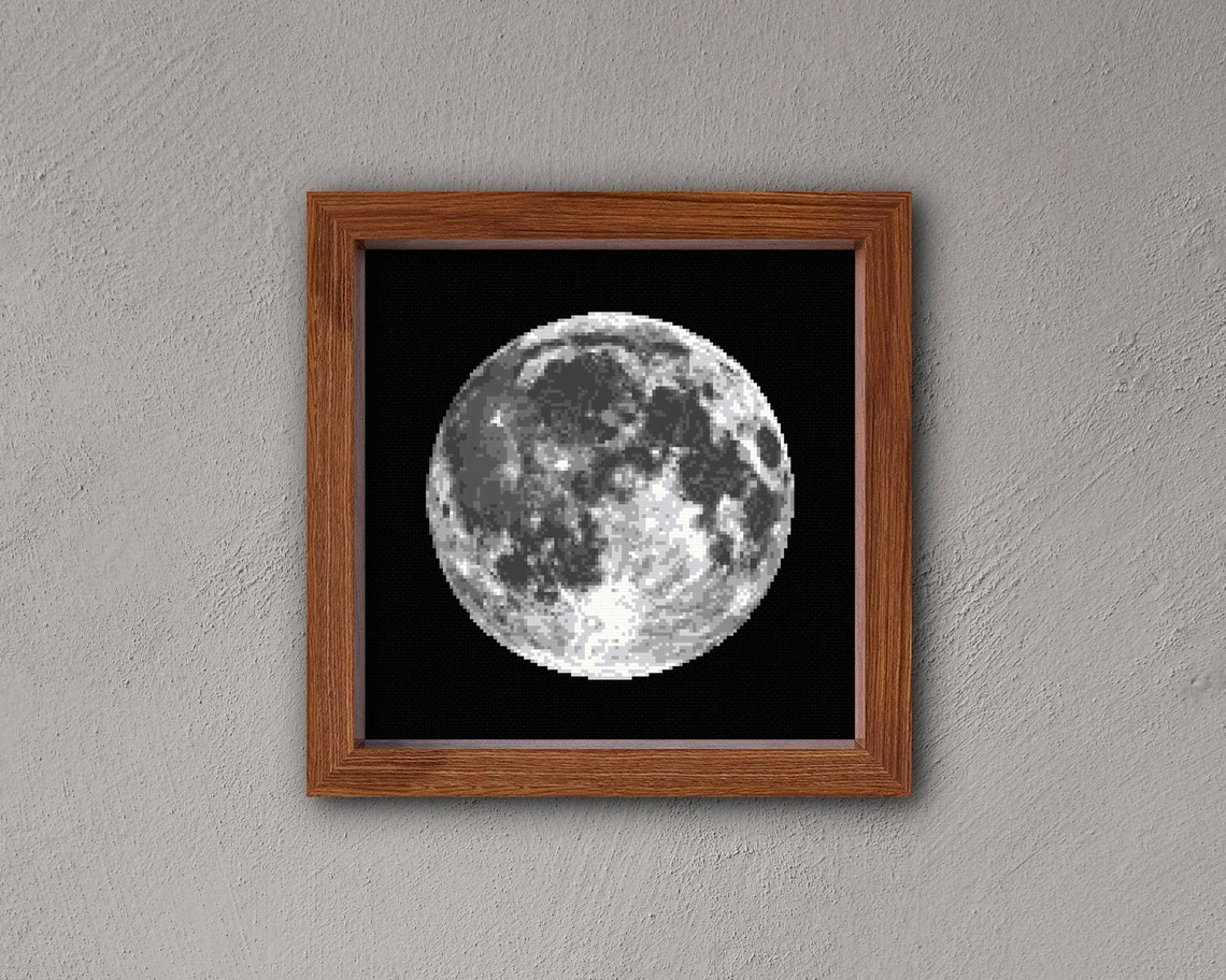 Moon Cross Stitch Pattern Full Moon Embroidery Pattern - Etsy
