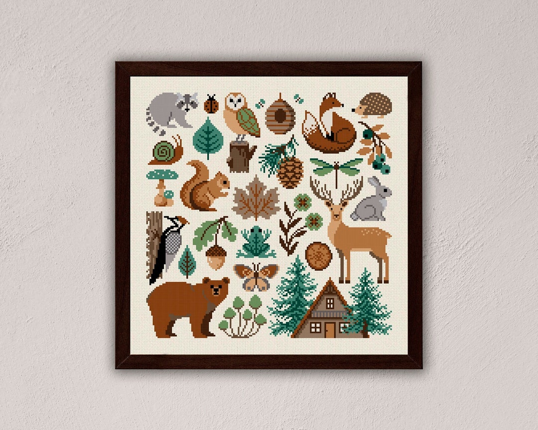 Woodland Animals Cross Stitch Pattern: Forest Nursery Decor (PDF ...