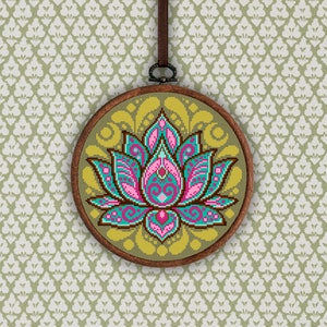 Lotus Mandala Cross Stitch Pattern: Mystical Floral Embroidery (PDF ...