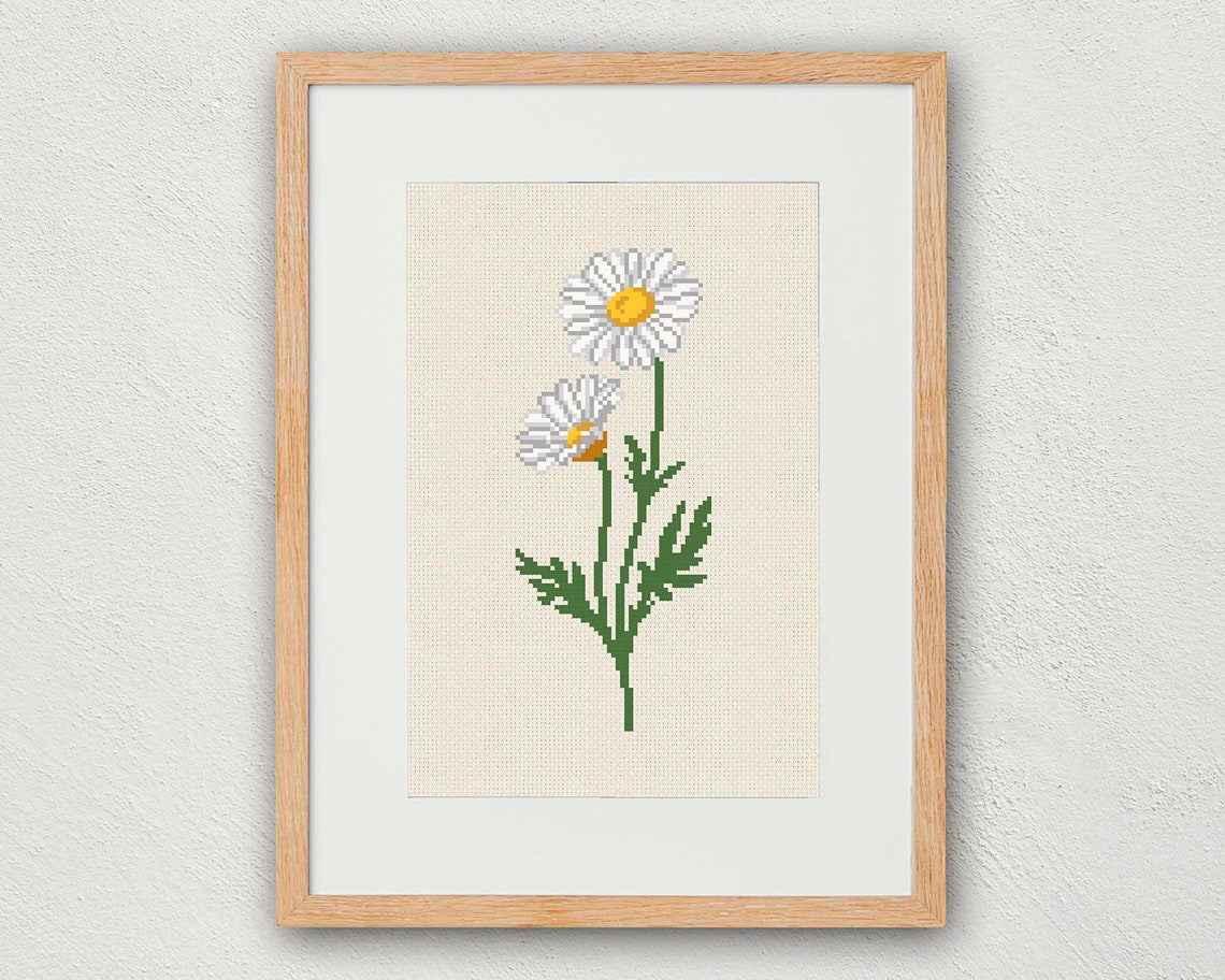 Daisy Cross Stitch Pattern White Daisies Cross Stitch Chart | Etsy