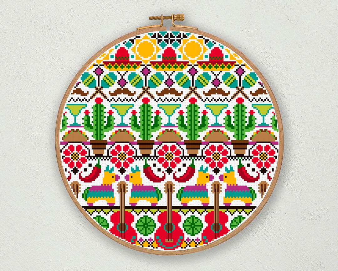 Cinco De Mayo Cross Stitch Pattern, Fiesta Cinco De Mayo Decor, Mexican ...