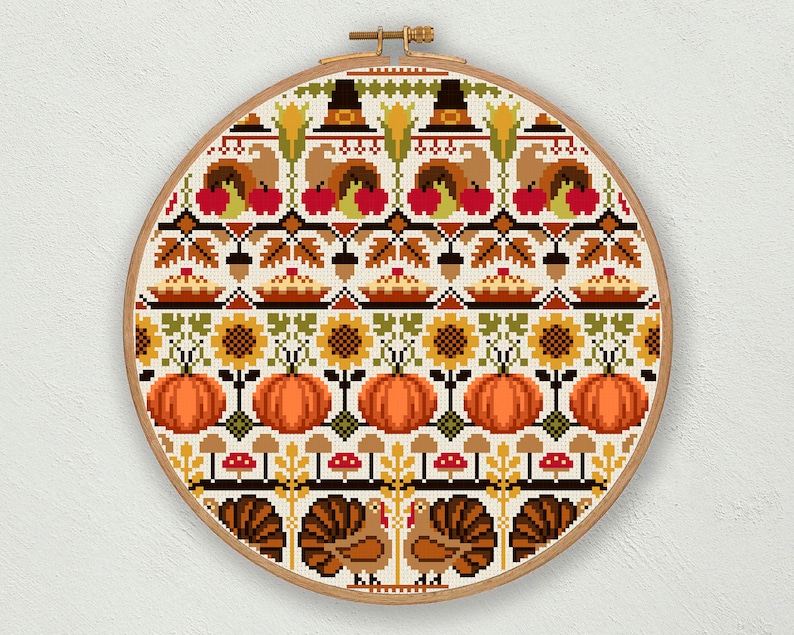 Set of Thanksgiving Cross Stitch Patterns Harvest Cross - Etsy
