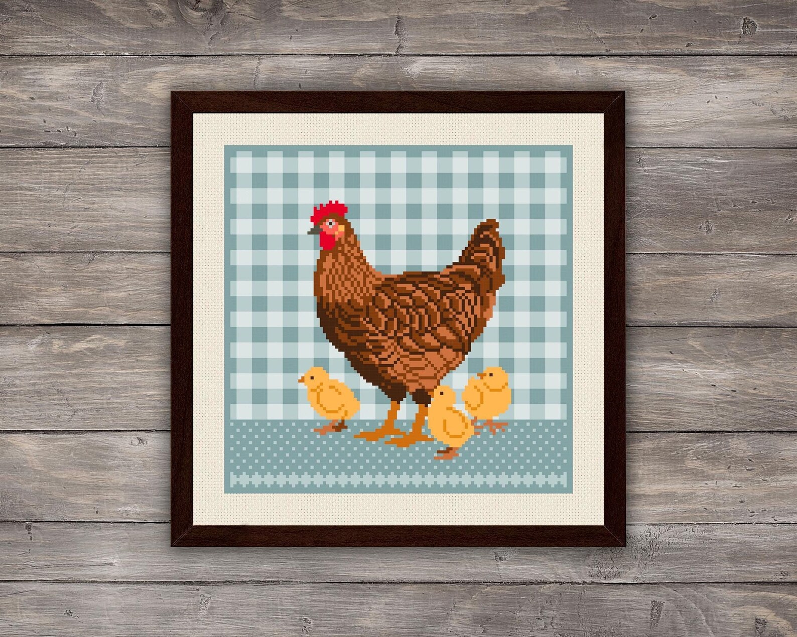 Hen and Chicks Cross Stitch Pattern: Farmhouse Kitchen Decor (PDF ...