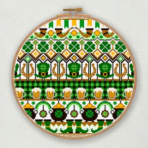 St Patrick's Day Cross Stitch Pattern: Irish Clover Design (PDF ...