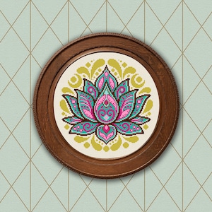 Lotus Mandala Cross Stitch Pattern: Mystical Floral Embroidery (PDF ...