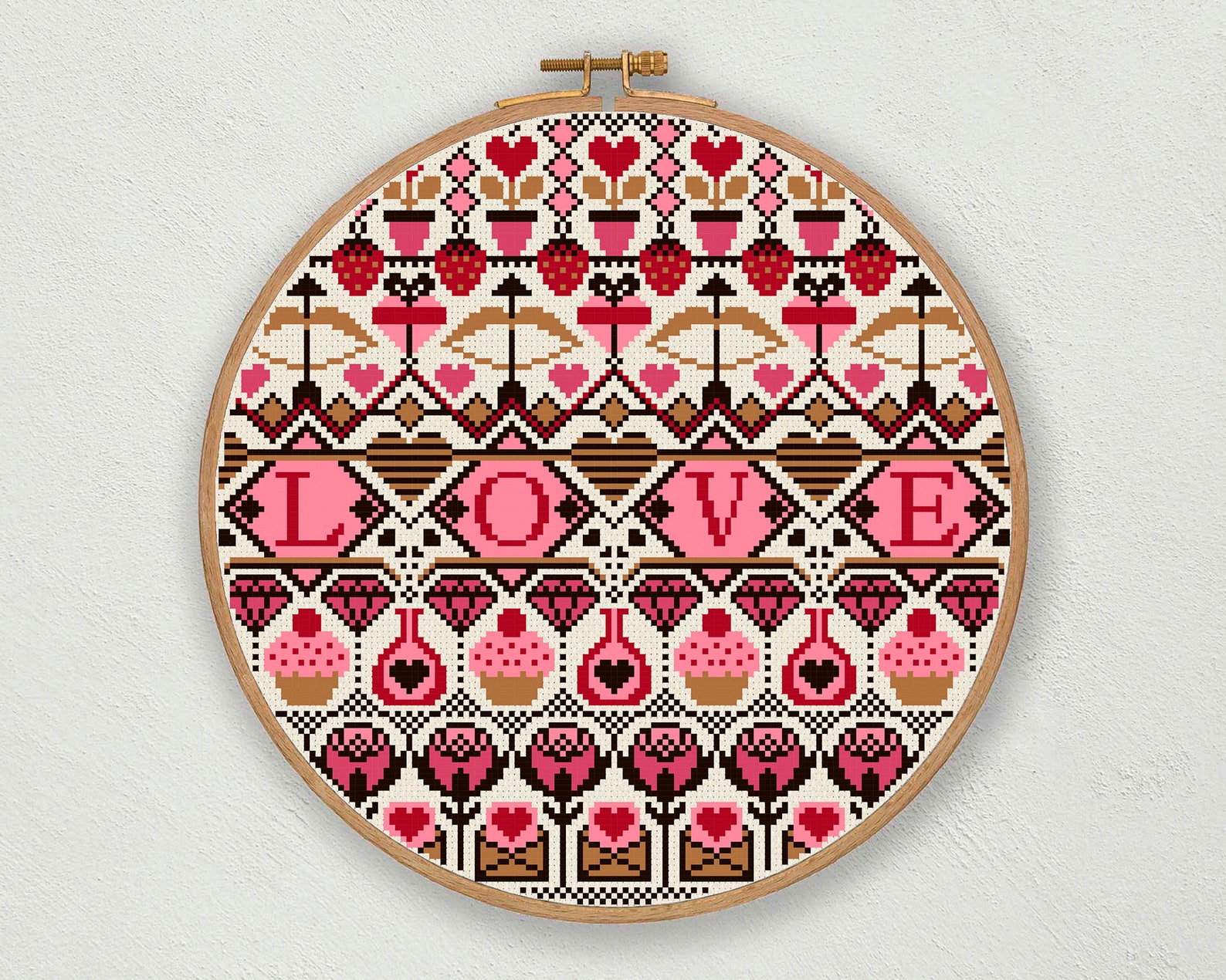 Set of Valentine's Day Cross Stitch Patterns Love Cross - Etsy