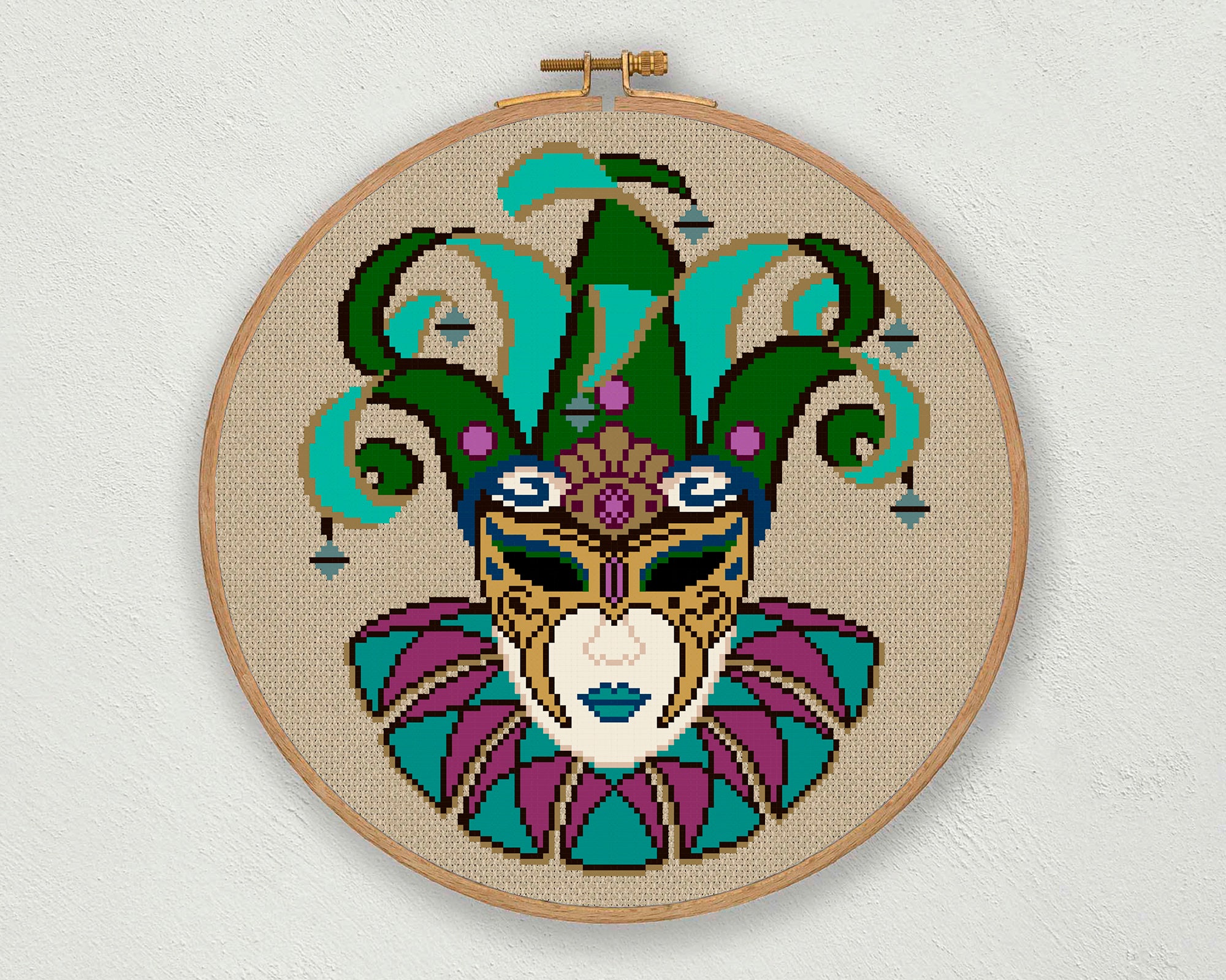 Venetian Mask Cross Stitch Pattern: Carnival Ornament Decor (PDF ...