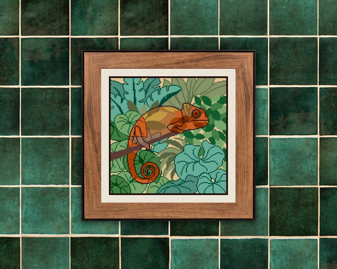Chameleon Cross Stitch Pattern: Jungle Animal Embroidery (PDF) - Etsy