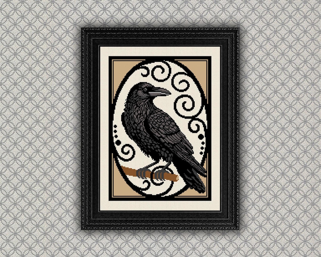 Raven Cross Stitch Pattern: Gothic Halloween Decor (PDF Pattern) - Etsy