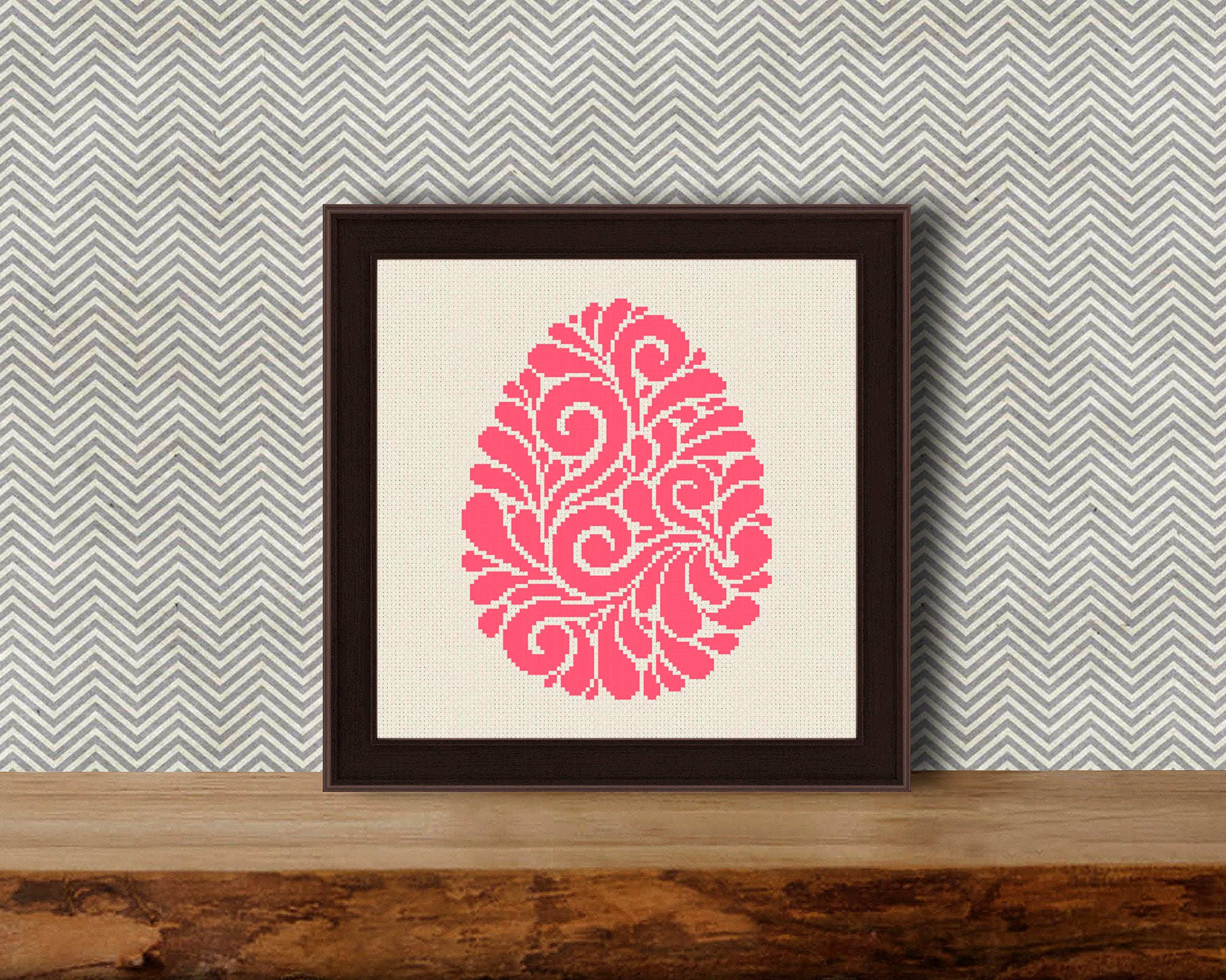 Pink Easter Egg Cross Stitch Pattern Easter Cross Stitch | Etsy