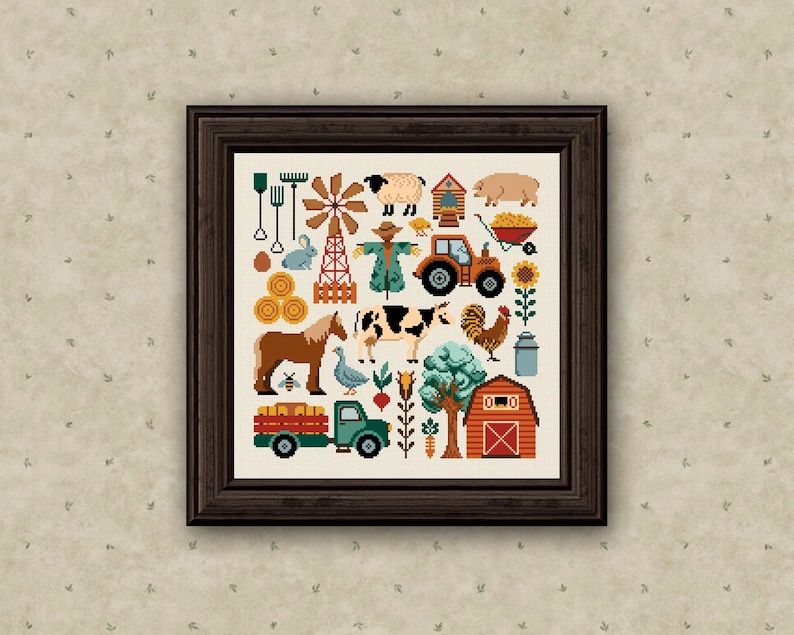Farm Life Cross Stitch Pattern: Country Cottage Embroidery (PDF) - Etsy