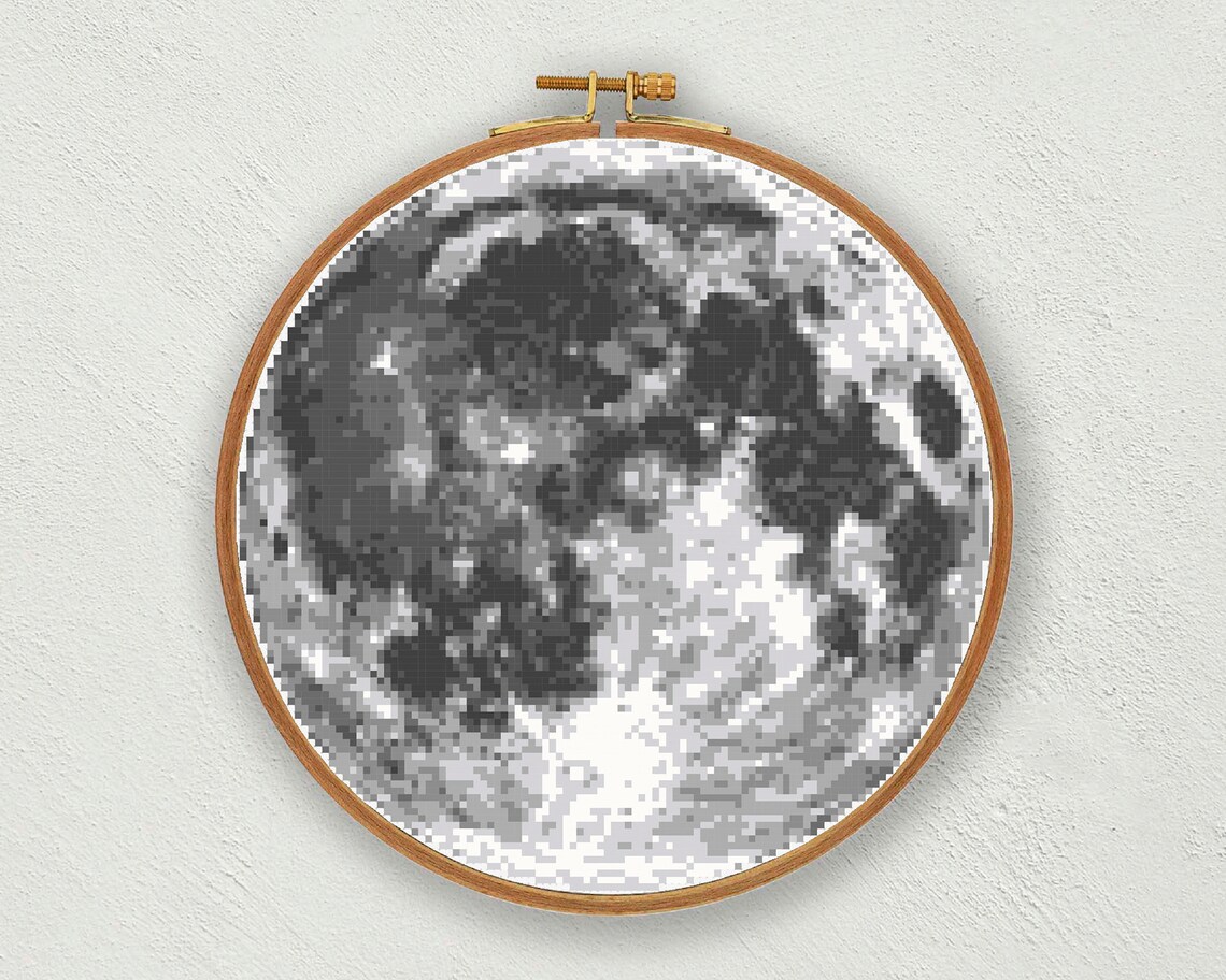 Moon Cross Stitch Pattern Full Moon Embroidery Pattern - Etsy