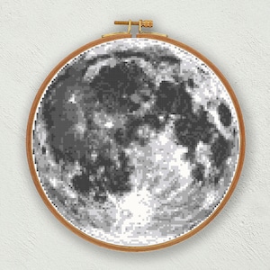 Moon Cross Stitch Pattern, Full Moon Embroidery Pattern, Universe Cross ...