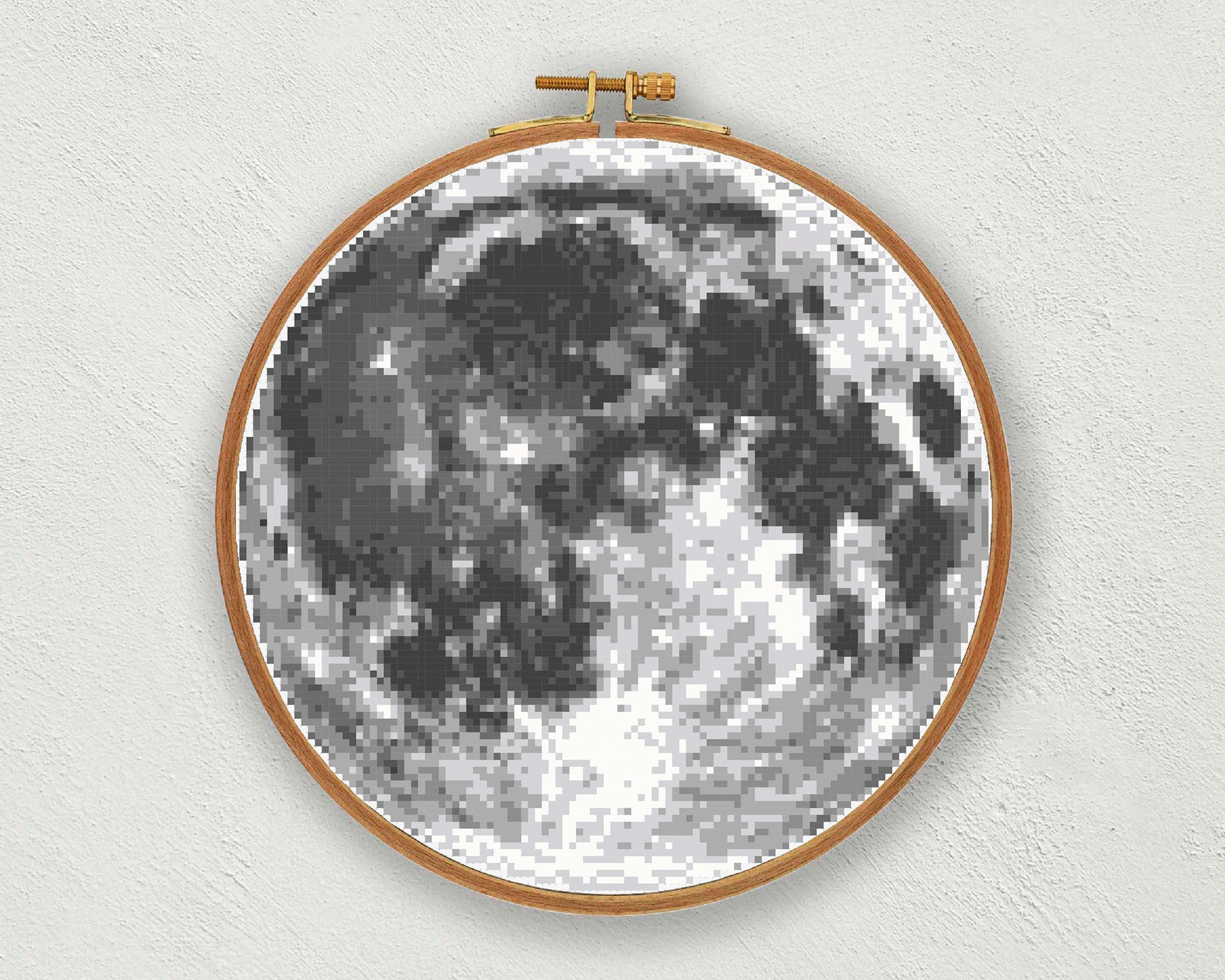 Moon Cross Stitch Pattern Full Moon Embroidery Pattern - Etsy