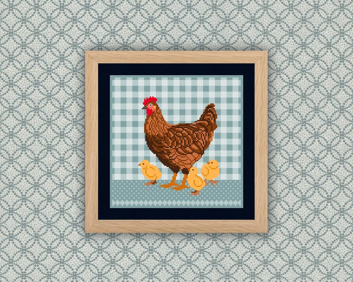 Hen and Chicks Cross Stitch Pattern: Farmhouse Kitchen Decor (PDF ...